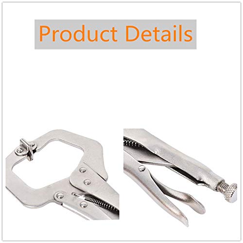 11" Locking C-Clamp 5Pack Locking Pliers Adjustable Welding Clamps w/Regular Tip and Swivel Pad for Shop Home Farm and Automotive