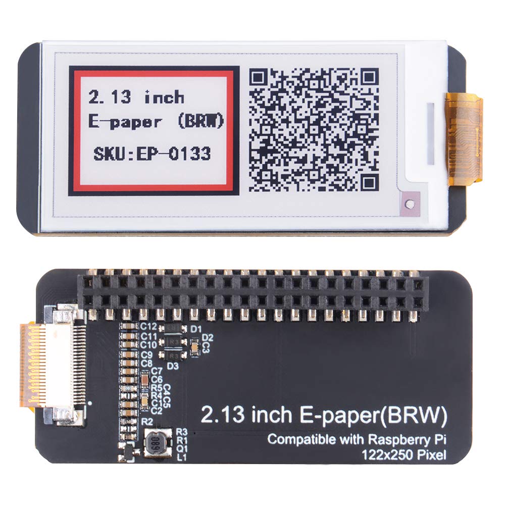 GeeekPi 2.13 inch E-Ink Display HAT, 250x122 Pixel E-Paper Screen for Raspberry Pi 4B/3B+/3B/2B/Zero/Zero W/Zero WH, Electronic Paper Module with Partial Refresh
