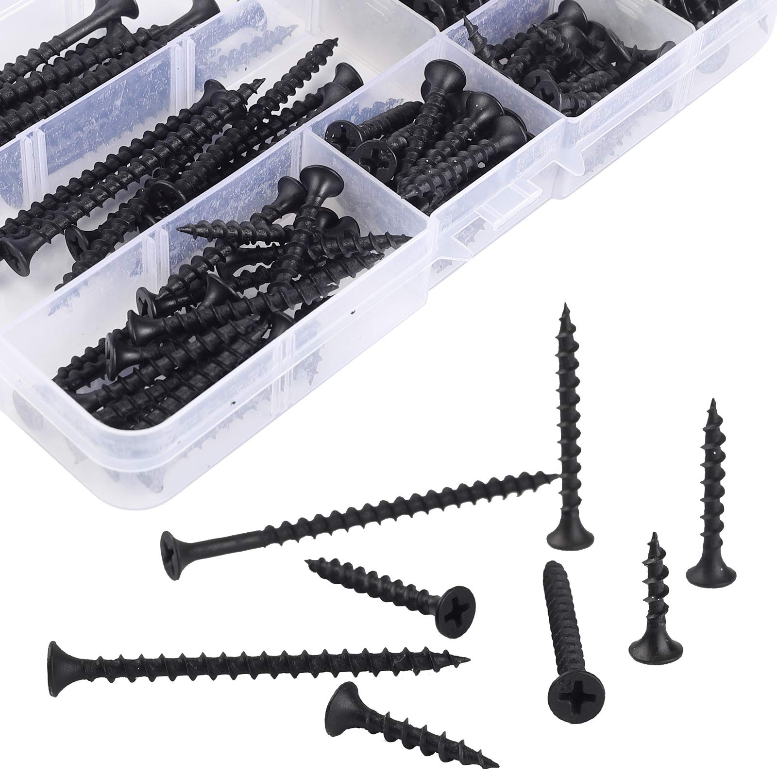 LTYLL ITYII 140 PCS #7 Quality Carbon Steel Philips self-Tapping Screws with coarse-Pitch Thread and countersunk Head, a Set of 8 Different Wood Screws, Suitable for Dry Wall