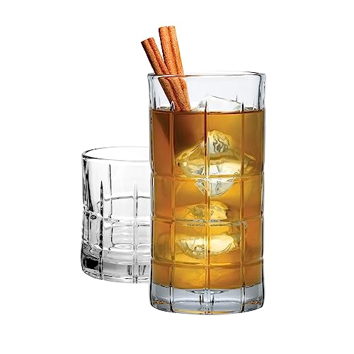Anchor Hocking Manchester Drinking Glasses Set of 16, Rocks and Tumbler Glasses