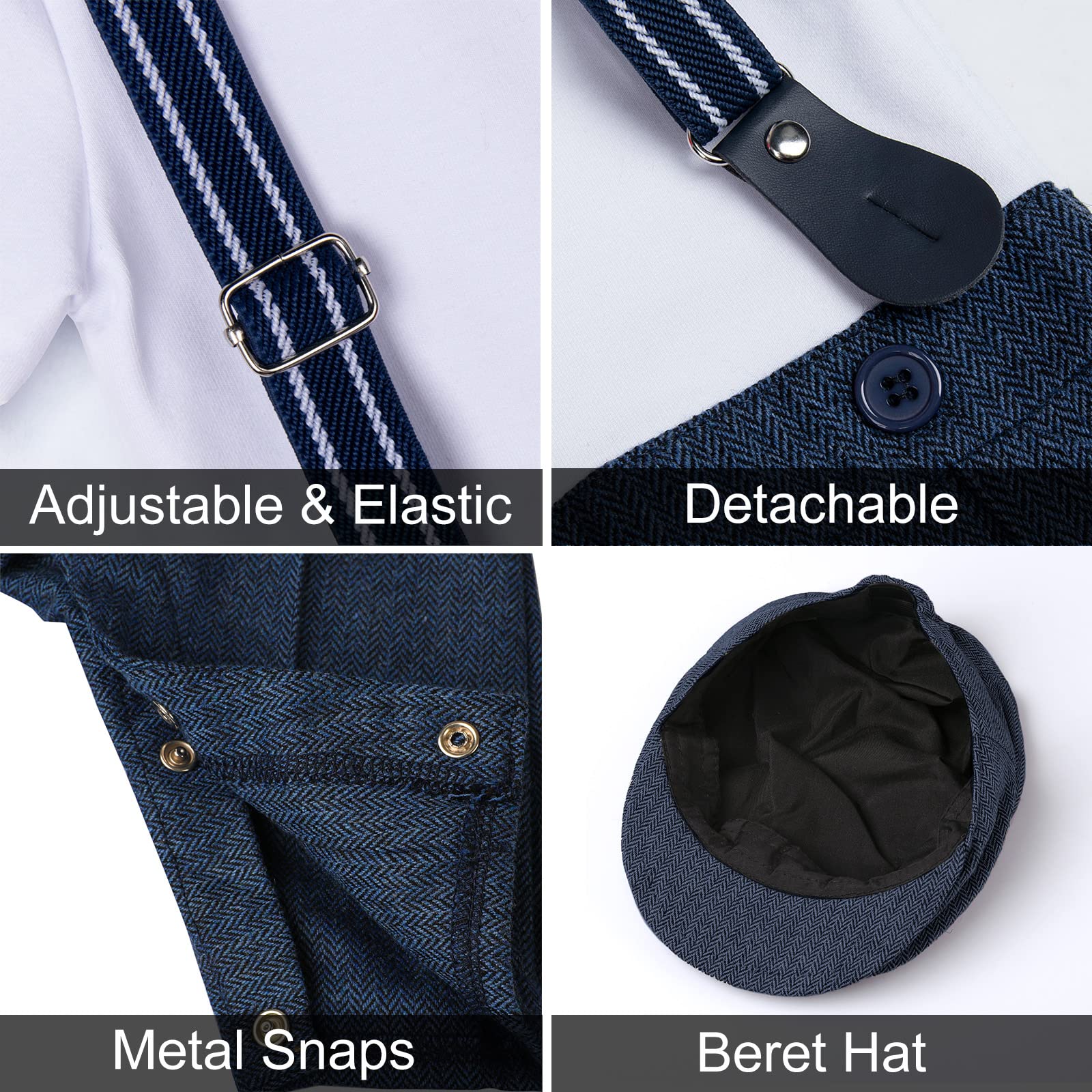 A&J DESIGN Baby Boys Suits Infant Gentleman Wedding Outfit Formal Romper Navy Blue 9-12 Months