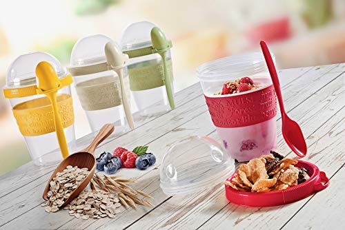 Take 'n' Go 600ml | Yoghurt Pot | Granola Pot | Muesli Pot | Cereal Pot | Premium Pot with Spoon and Spoon Holder (BPA Free/Leakproof/Dishwasher Safe)