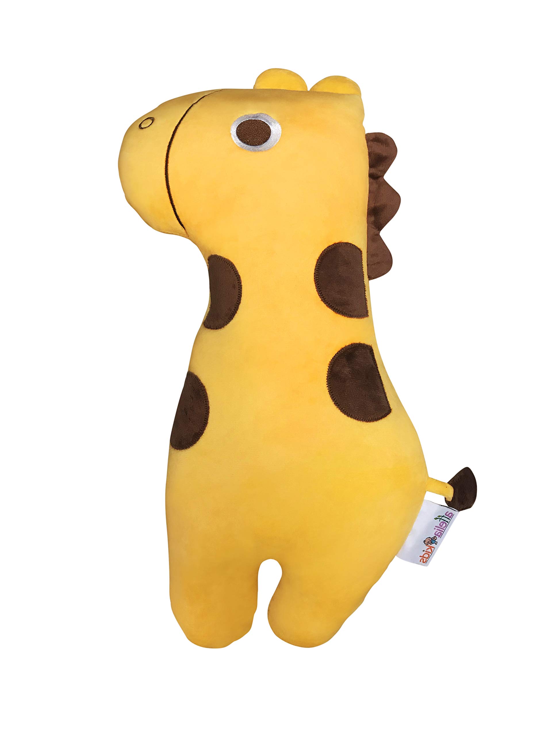 Attelia Kids Car Seat Belt Pillow for Kids, Neck Support Pillow Adjustable Seat Strap Shoulder Pads Road Trip Pillow Seatbelt Buddy (Yellow Giraffe L)