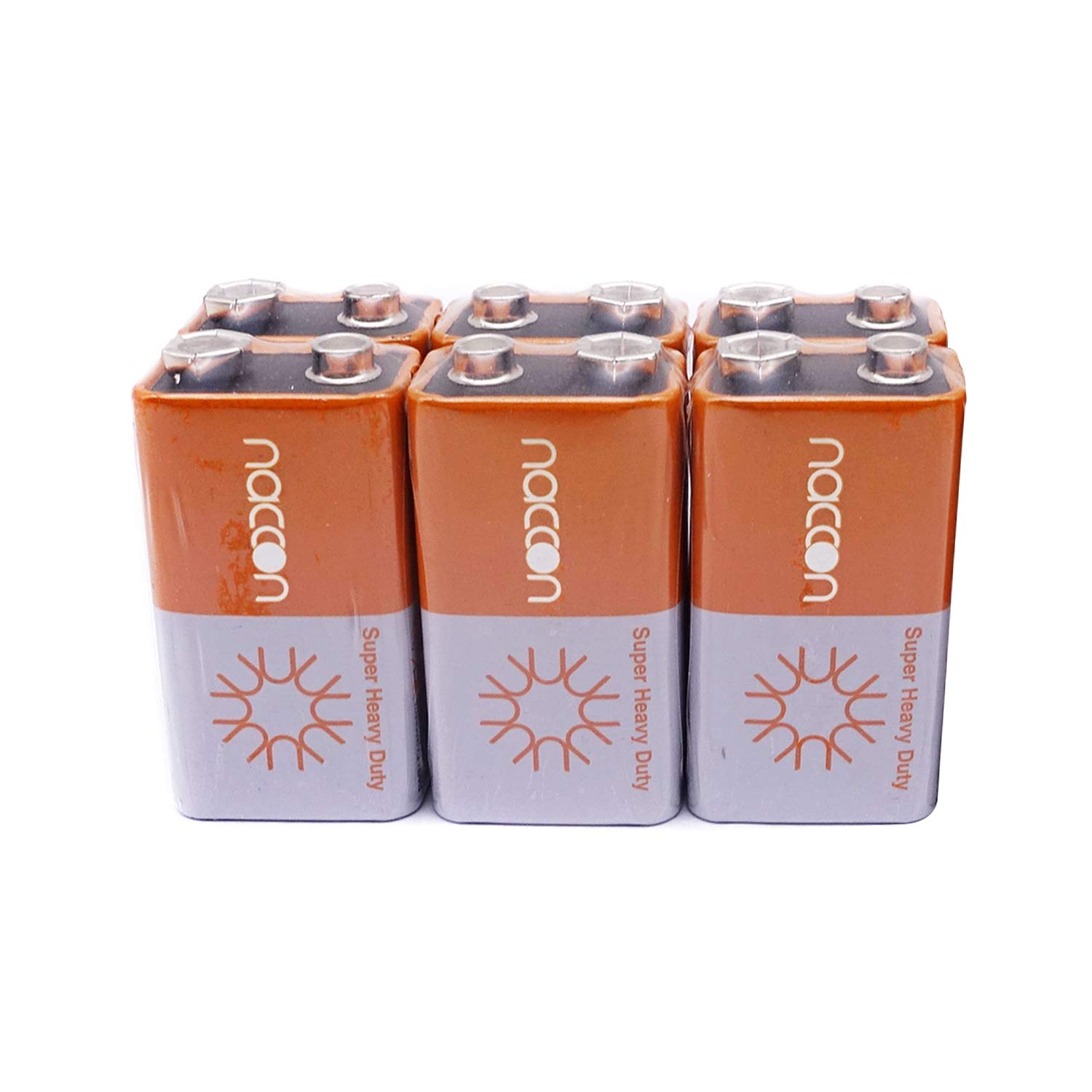 9V Carbon-Zinc Super Heavy-Duty Battery Single Time Use 6F22 Block (6 Batteries)