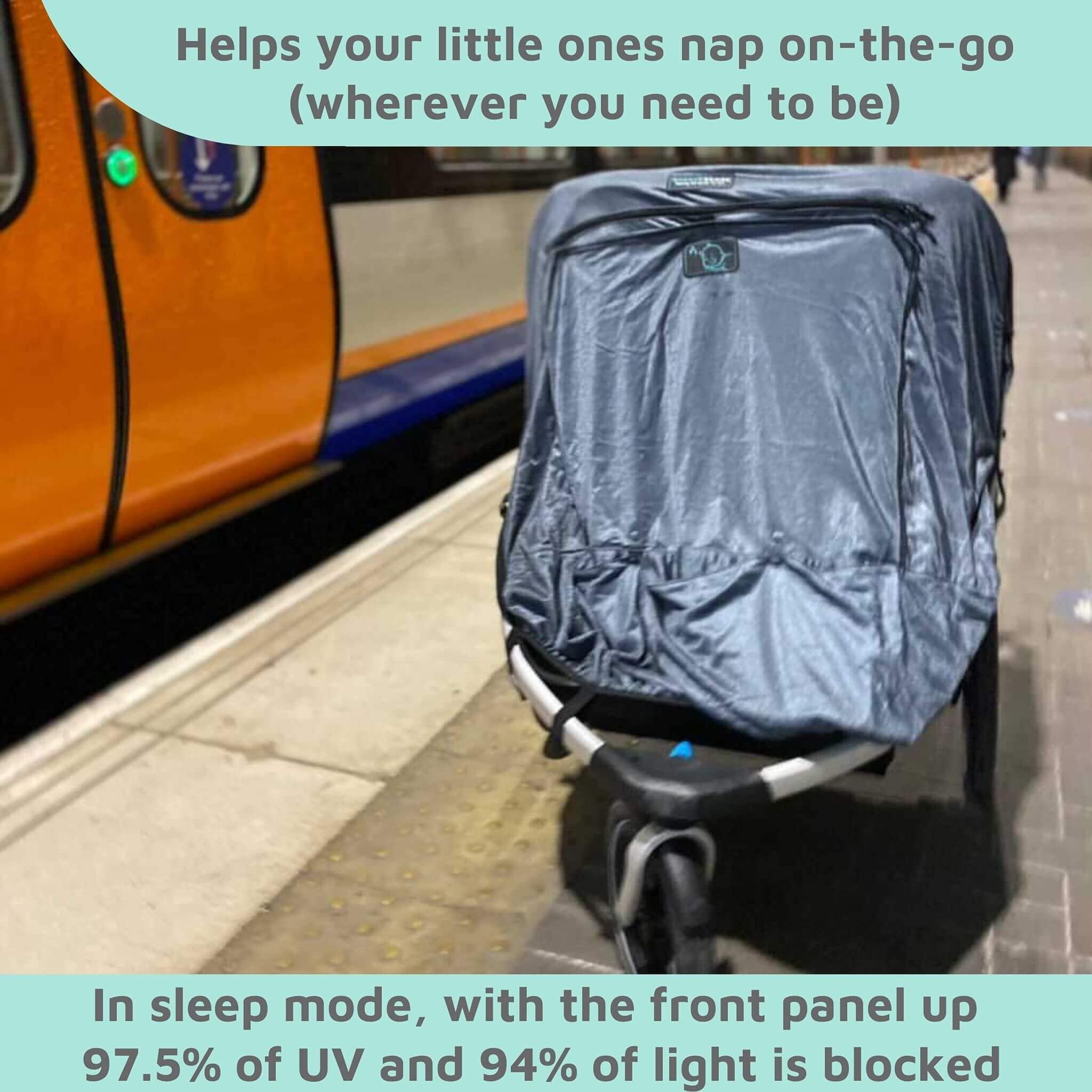 Double Stroller Sun Shade (6m+) | Universal Sun Cover for Twin Strollers | Helps Naps and Blocks 97.5% of The Sun's Rays (UPF40+) | SnoozeShade Twin Deluxe…