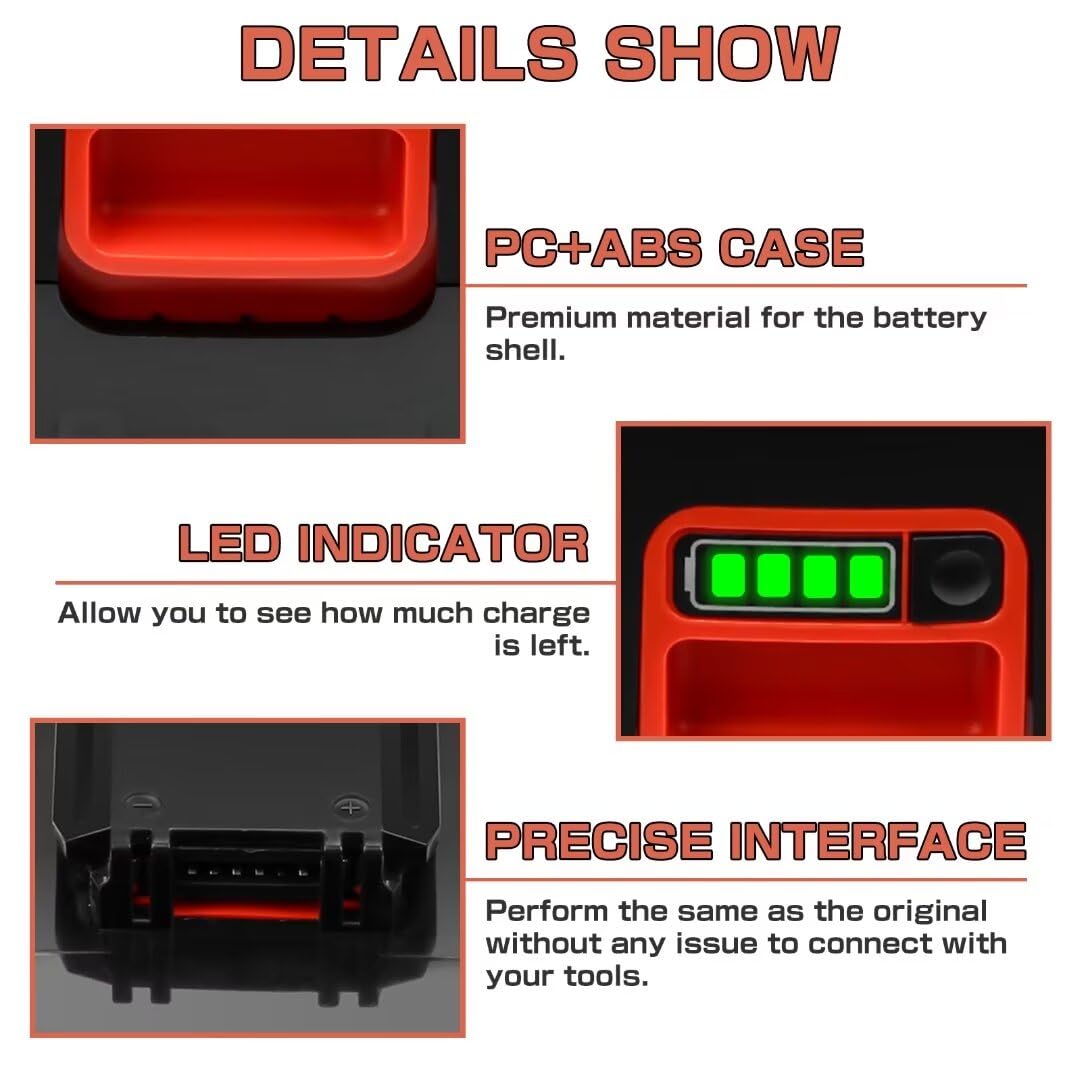 2Pack 40 Volt MAX 3.0Ah Lithium ion Replacement Battery Compatible with Black and Decker 40V Battery LBX2040 LBXR36 LBXR2036 LST540 LCS1240 LBX1540 LST136W 40V Cordless Power Tools Battery (Orange)