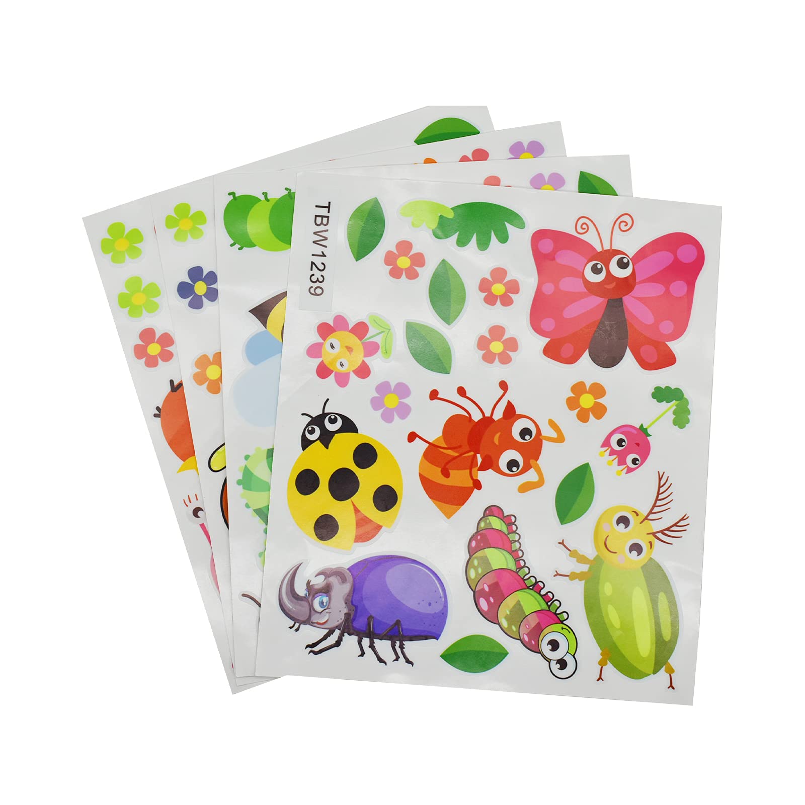 Maydahui Cartoon Insect Wall Decals Stickers (50 x 50 Inch) Butterfly Ant Flower Leaf Caterpillar Ladybug Dragonfly Mantis Snail Bird Little Bee Snake Cloud Butterfly DIY Removable Cute Animals Wall
