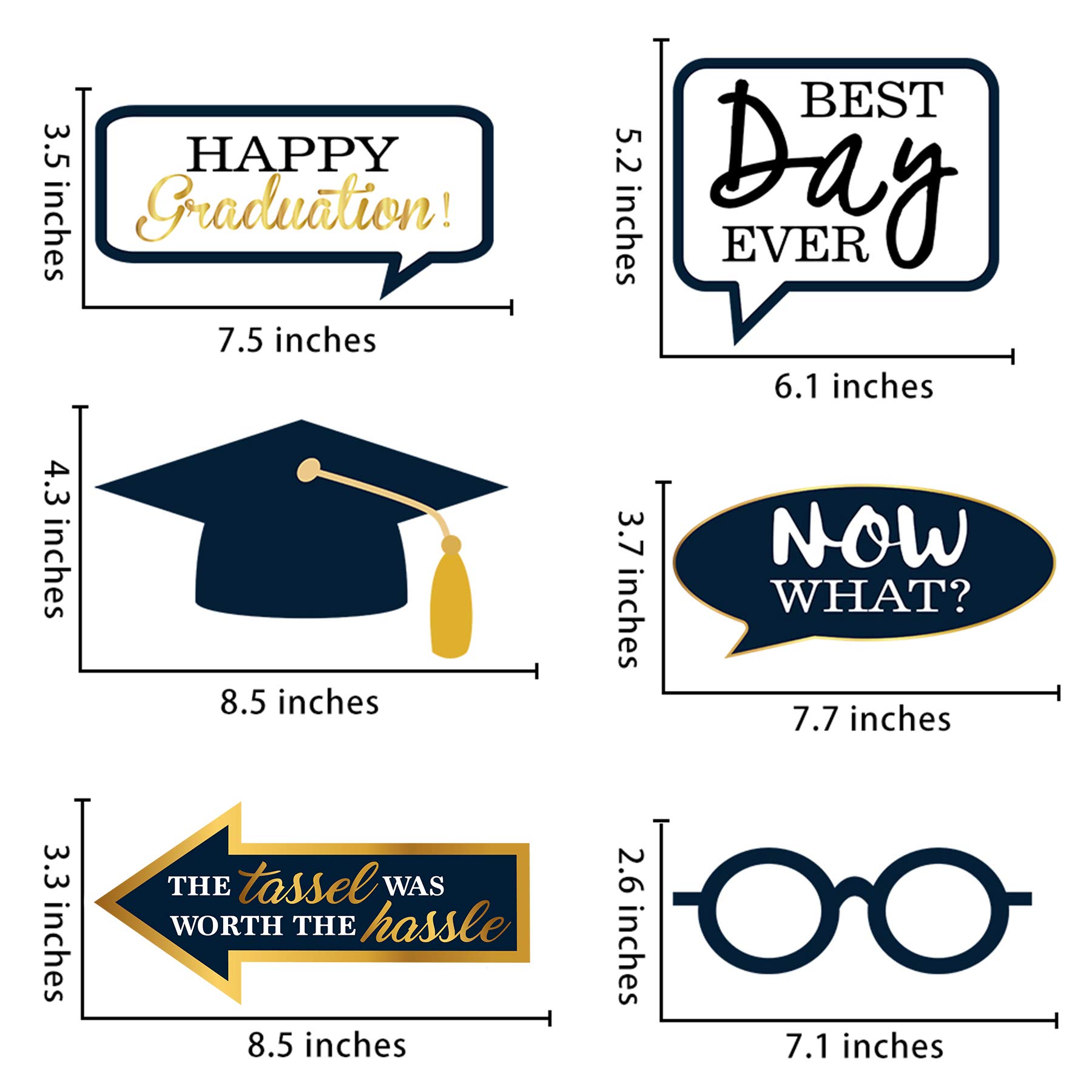 2024 Graduation Photo Booth Props, Blue Black Red Gold Graduation Decorations for Graduation Party Supplies, Upgraded Version with Long Stick, 2024 Grad Party Pose Sign-32Pcs
