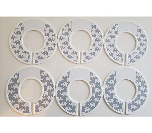 6 Baby Nursery Clothing Closet Size Dividers Gender Neutral Fits 1.5" Rod (Gray)
