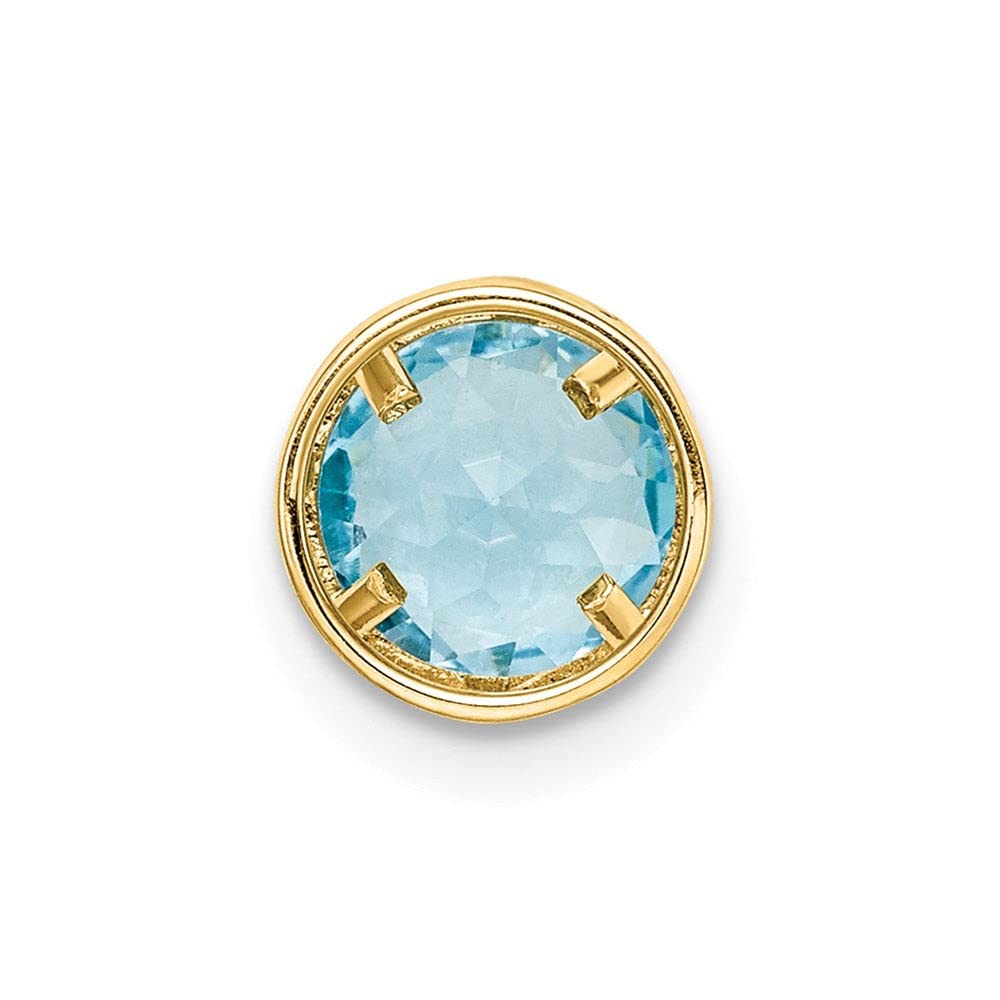 14k Yellow Gold 6mm Blue Topaz Checker bezel pendant GLD-AZ-XP321BC