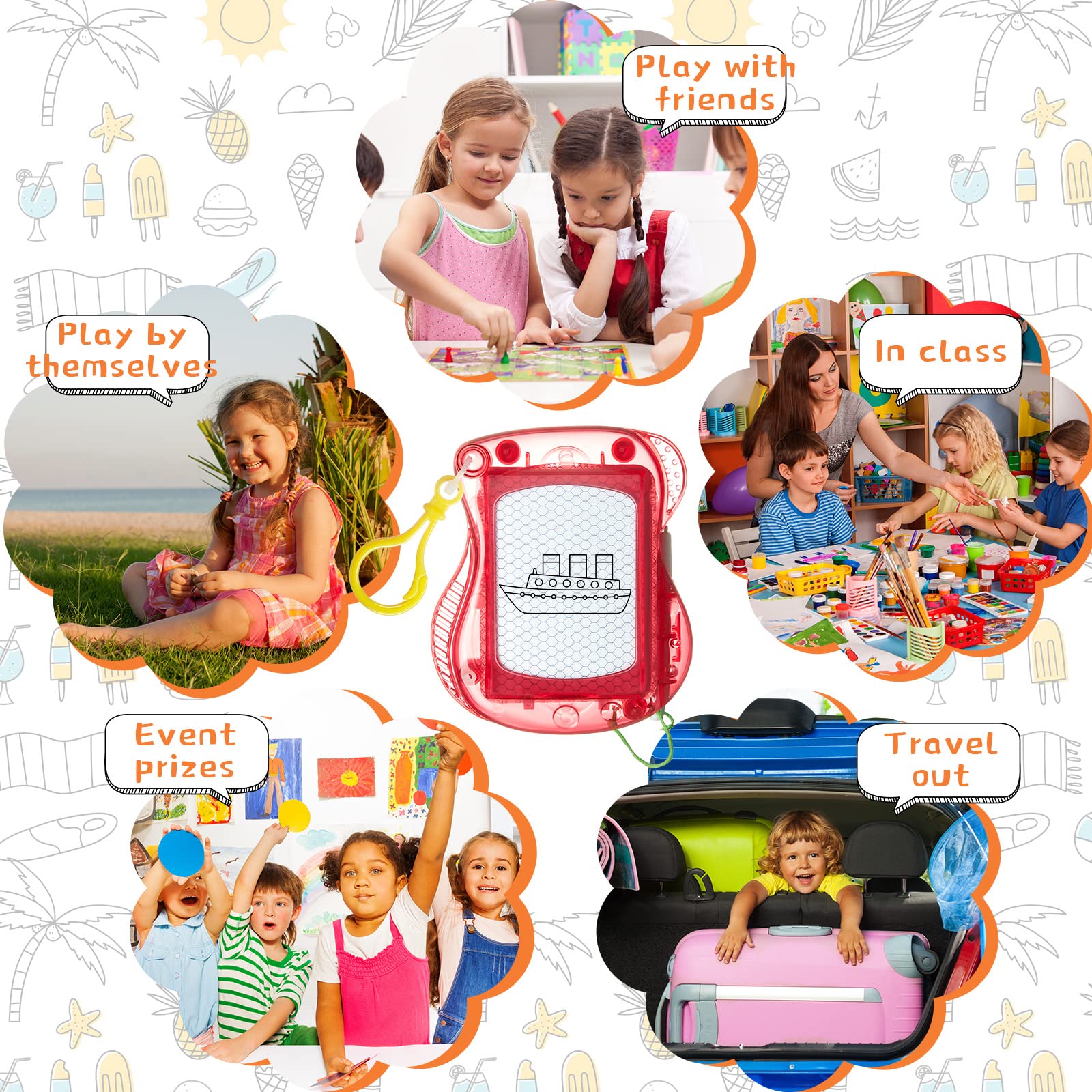 24 Pcs Mini Magnetic Drawing Boards Doodle Board for Kids Backpack Keychain Clip Drawing Board Erasable Sketch and Painting Pad for Classroom Rewards Party Favors Goodie Bag Stuffers (Classic Style)