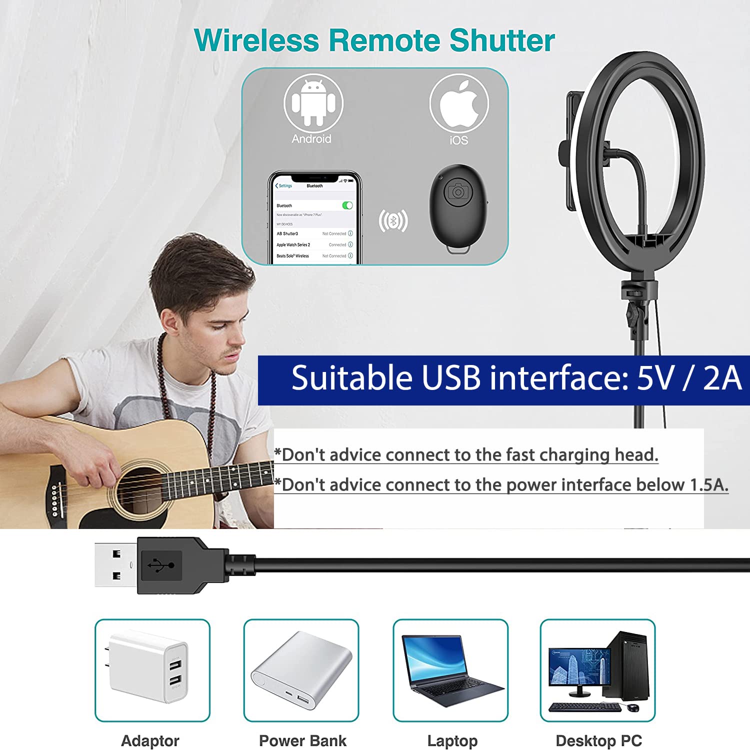 10" Ring Light with 53" Adjustable Tripod Stand & Phone Holder for Live Stream/Makeup, Upgraded Dimmable LED Selfie Ringlight for Tiktok/YouTube/Zoom Meeting/Photography,Compatible with iPhone/Android