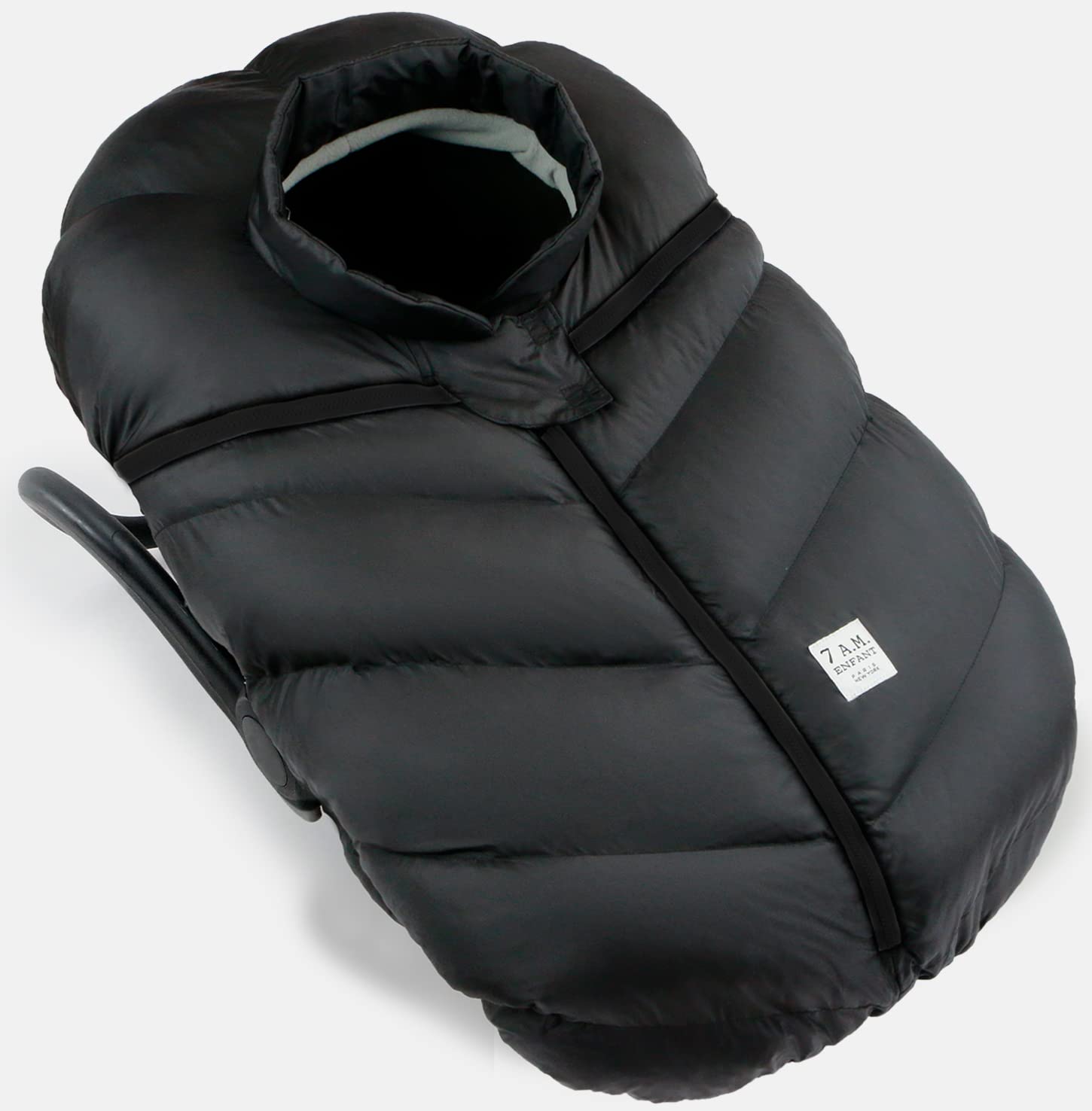 7AM Infant Car Seat Cover - Winter Puffy Cover with Center Zipper for Baby Boys & Girls, Lightweight, Windproof & Water-Repllent Outer Shell, Universal Fit for Infant Car Seat | (0-12M)