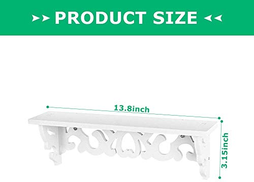 GOTOTOP Floating Shelf White Wall Mounted, Modern Wooden Wood Wall Shelf Carved Cutout Design Storage Rack Chic Filigree Style for Home, Living Room, Bedding Room, Study, Kids Room, Office