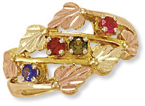 10K Black Hills Gold Mothers Ring by Landstroms - Customize from 2-6 2.5MM Genuine Birthstones