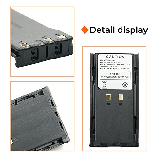 Vineyuan 7.4V 2000mAh KNB-16A Ni-MH Replacement Battery for Kenwood TK-480 TK-380 TK-280 TK-290 TK-190 TK-5400 Two Way Radios