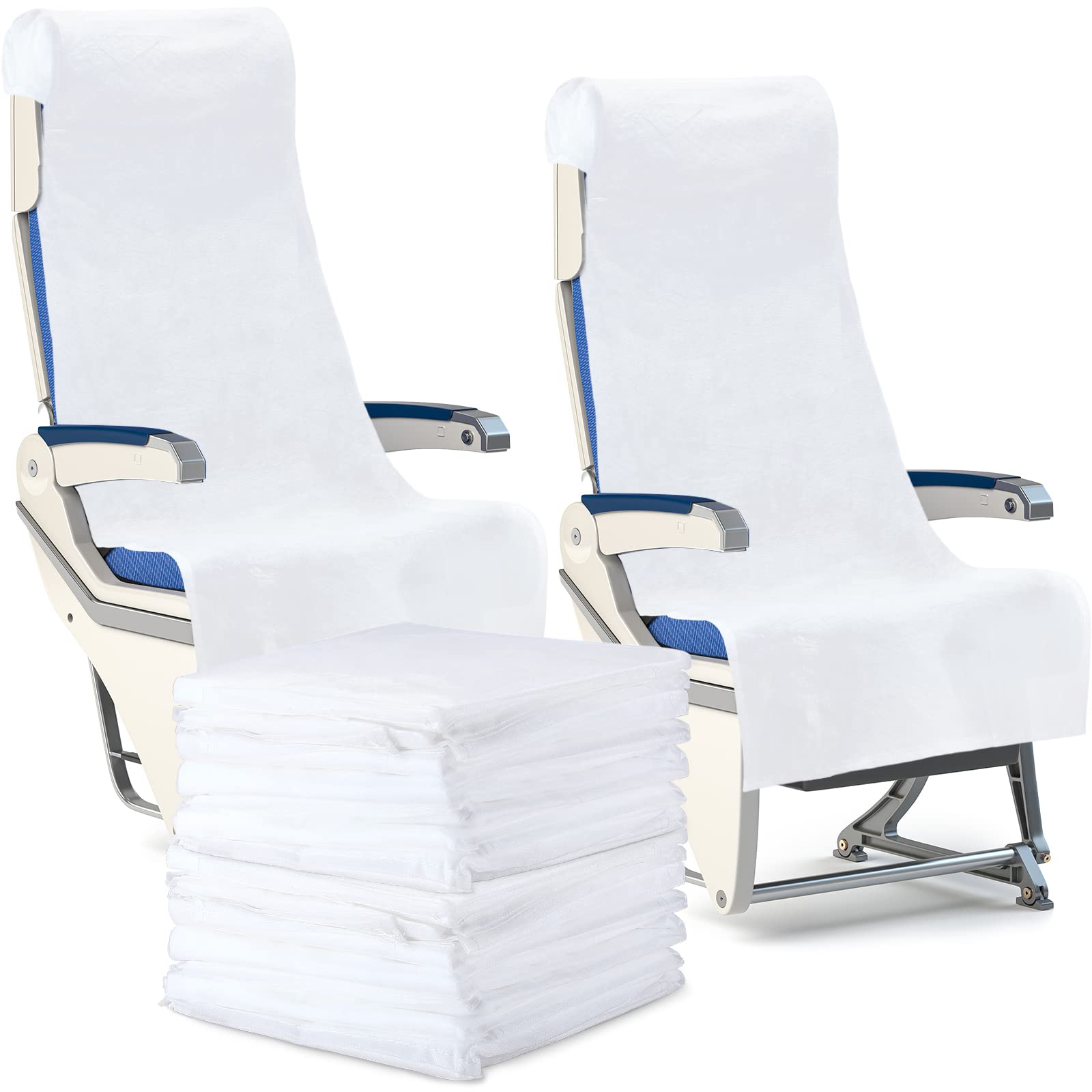 12 Pcs Disposable Airplane Seat Covers Portable Public Protector Covers Individually Wrapped Disposable Chair Cover Safety Non Woven Seat Protector Flight Accessories Travel for Airplane Car Train Bus