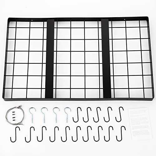 KES Ceiling Pot Rack 30 Inches, Hanging Pots and Pans Organizer Rack for Ceiling with 15 Hooks, Matt Black Kitchen Pot Hanger Rack, KUR219S75-BK