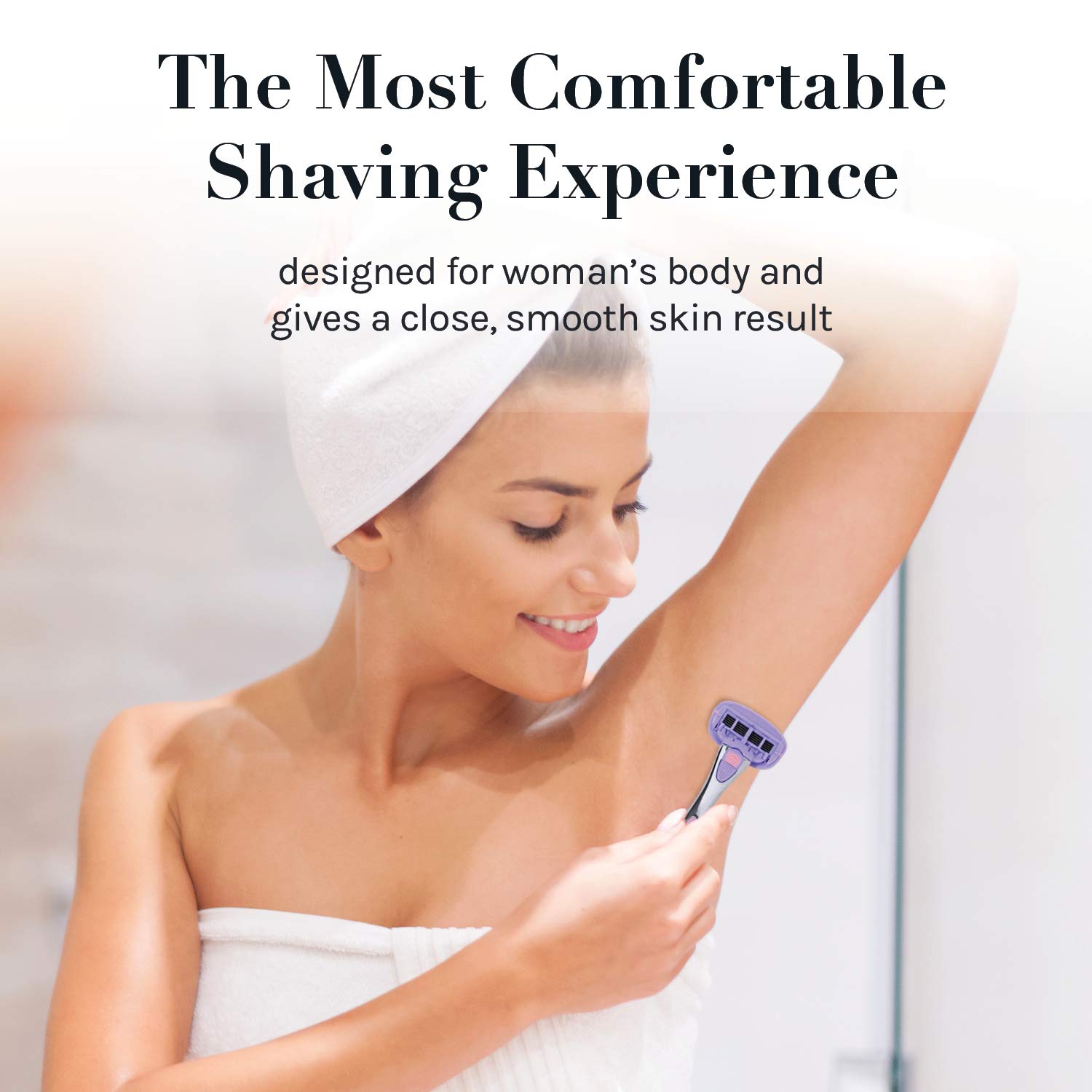 AOA Studio Women's 5-Blade 7pc Kit Including 1pc Handle 5pcs Five-Blade Heads from Swedish1pcs Stainless Steel Shower Hook Hydrating Aloe and Vitamin E Strip Cleanest, Closest, Comfortable Shave