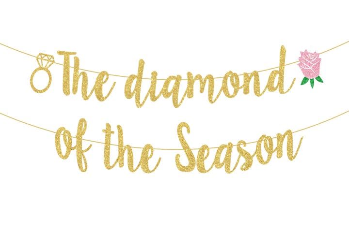 Cheereveal Tea Party Bridal Shower Decorations, The Diamond of The Season Banner Gold Glittering for High Tea Party Supplies, Garden Party Bridal Shower for Girls Women