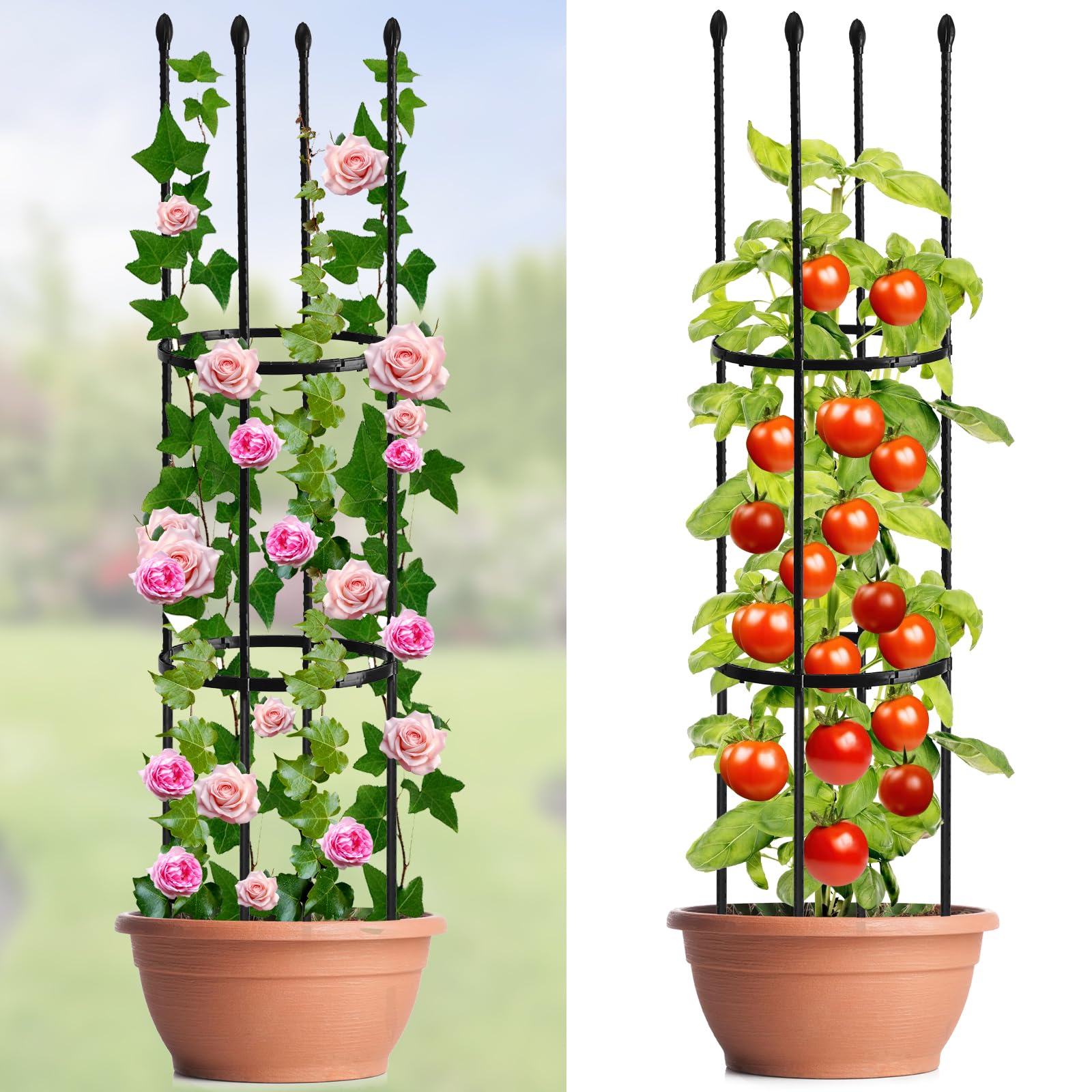 2 Pack Tomato Cage, Tomato Cages for Garden, Tomato Trellis Plant Stakes Support, Tomato Cage for Pots and Garden Climbing Vegetables Plants Flowers
