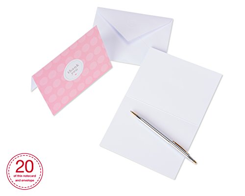 American Greetings Thank You Cards with Envelopes, Pink Dots (20-Count)