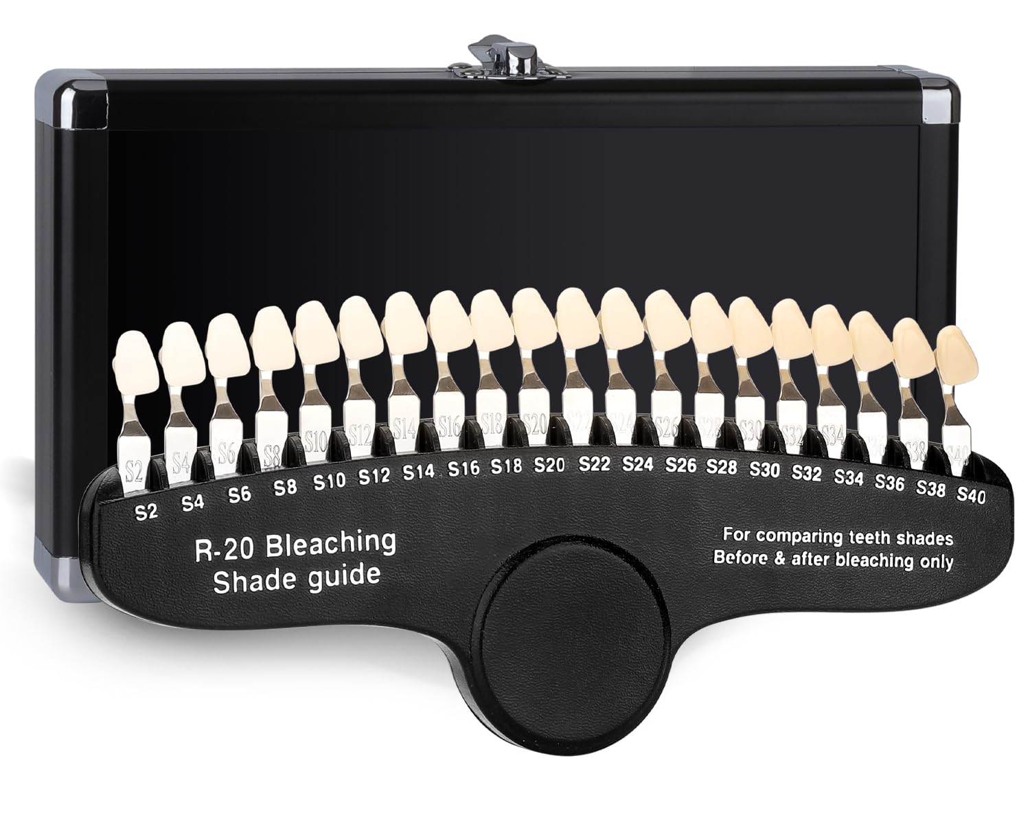 Dental Shade Guide Professional 3D R-20 Tooth Whitening Shade Chart with 20 Colors Teeth Shade Guide with Mirror