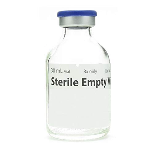30ml Sterile Clear Empty Vial with Blue Flip Off Seal and Grey Butyl Stopper 10pk