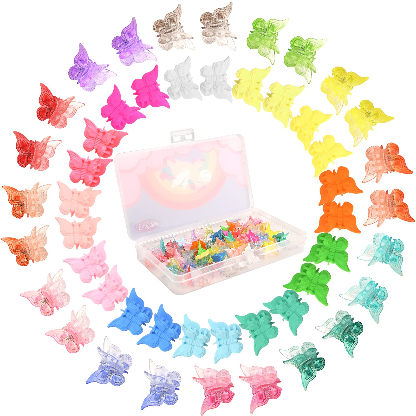 Butterfly Hair Clips for Girls Women, Funtopia 72 Pieces Small Pastel Hair Claw Clips with Box Package, Mini Cute Hair Accessories for Hair 90s Girls Women, 24 Assorted Colors