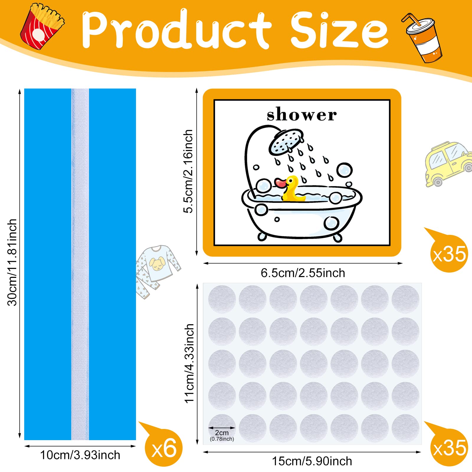 35 Pieces Visual Schedule Cards Routine Cards Home Chore Chart Routine Cards Autism Learning Materials with 35 Pieces Hook and Loop Dots for Kids, Classroom School (Yellow, Cute Style)