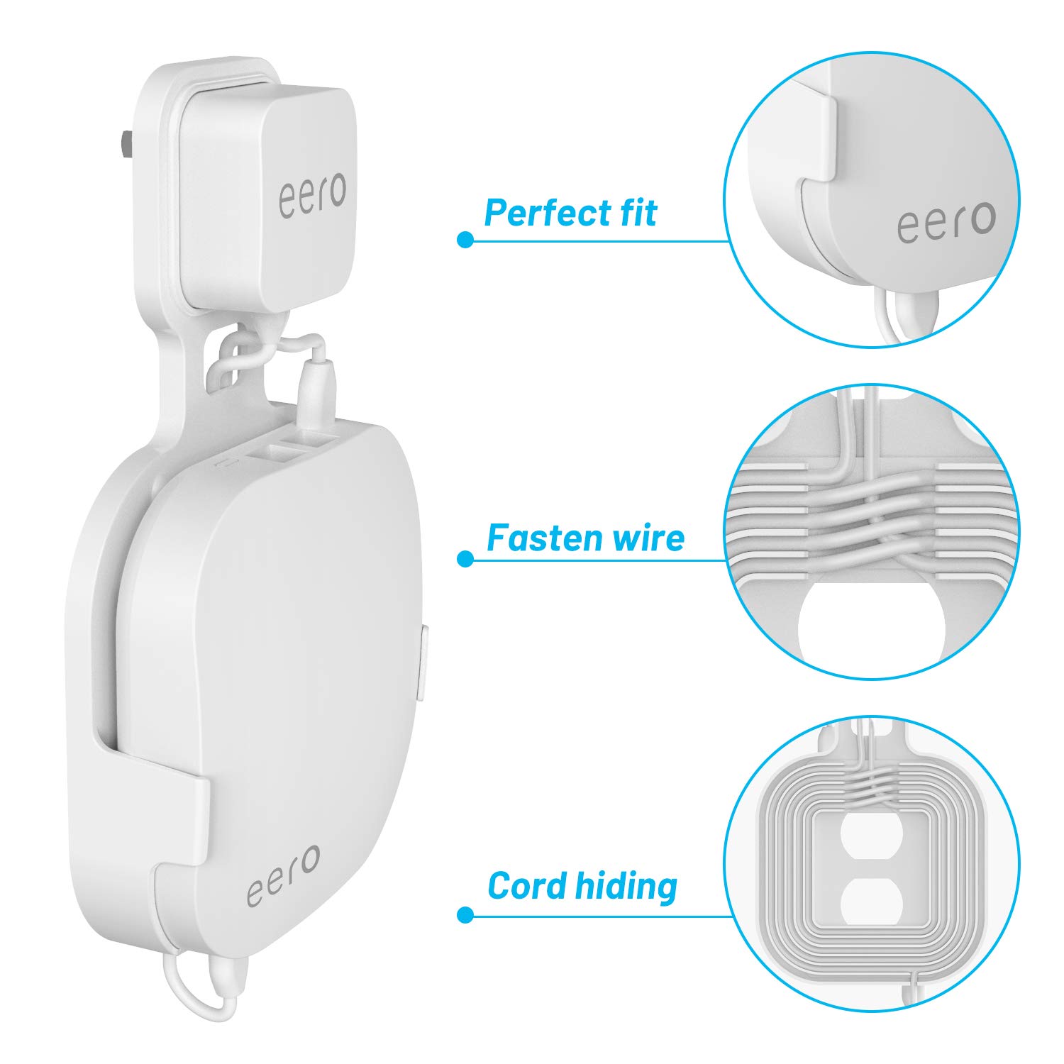 Wall Mount Holder for eero Pro Home WiFi System-Simple and Sturdy Wall Mount Holder Stand Bracket (NOT for eero 6 or eero pro 6), Without Messy Wires (White(3 Pack))