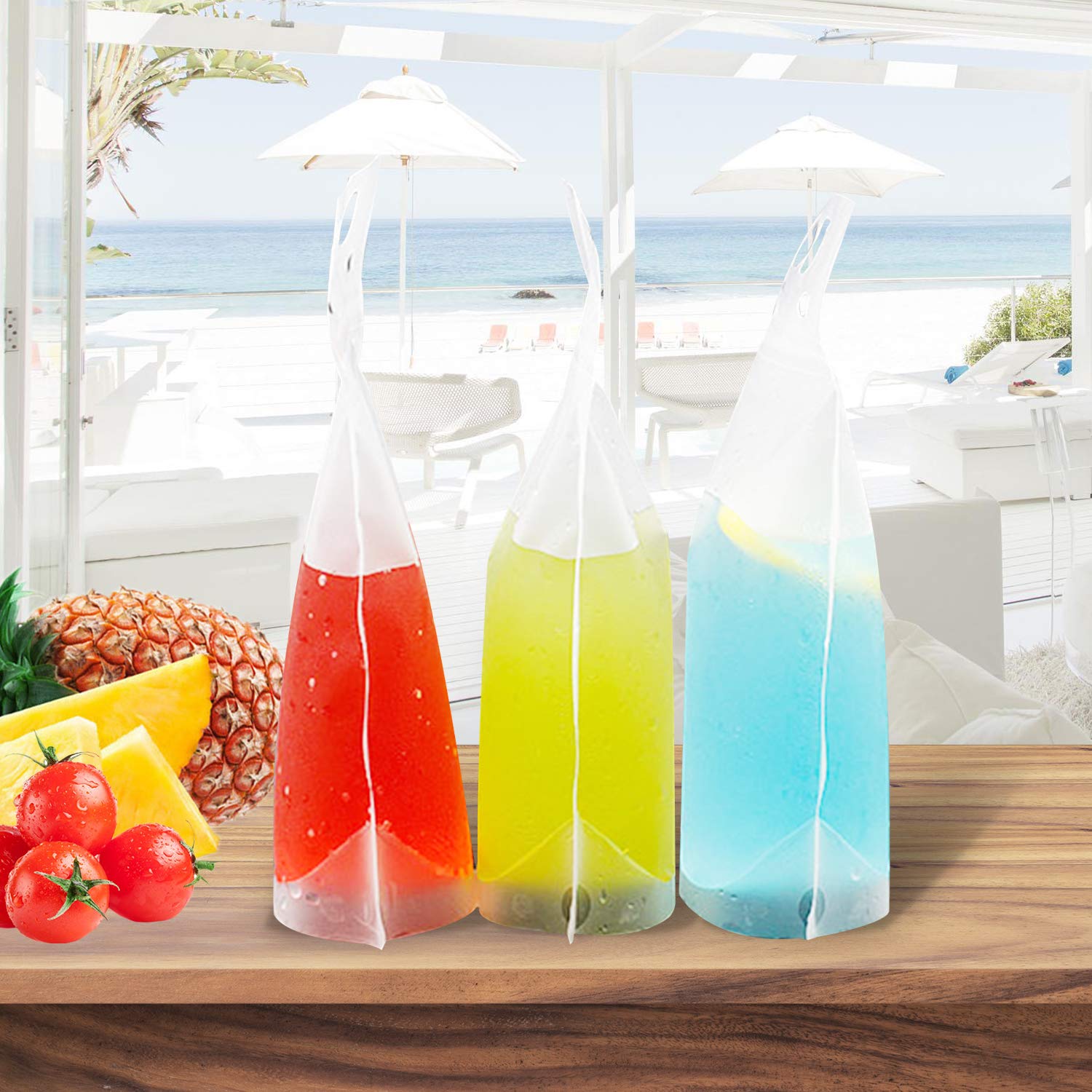 150 Pcs Zipper Plastic Pouches Drink Bags,Juice Pouches Heavy Duty Hand-Held Translucent Reclosable Stand-up Bag with 150 pcs Individual Package Straws & Funnel Included