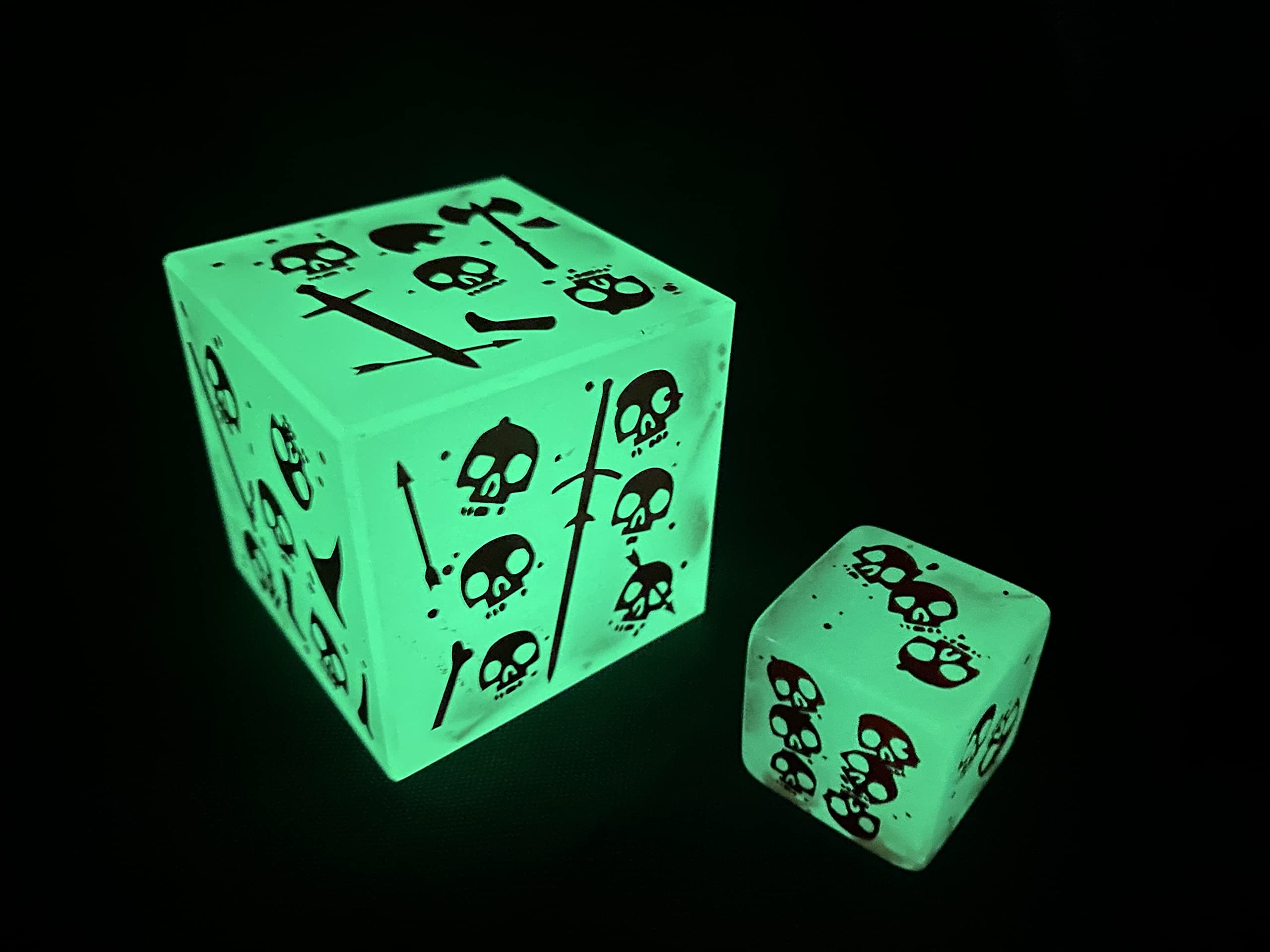 2 Glow in The Dark Massive Gelatinous Cubes Dice Pair / Mini by Severed Books