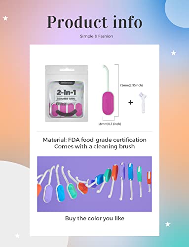 2 in 1 Aligner Removal Tool & Chewies for Invisalign Braces, Trays, Compatible with Aligners, Retainers, Dentures with Brush- 2 Pack & 2 Replacement,Purple