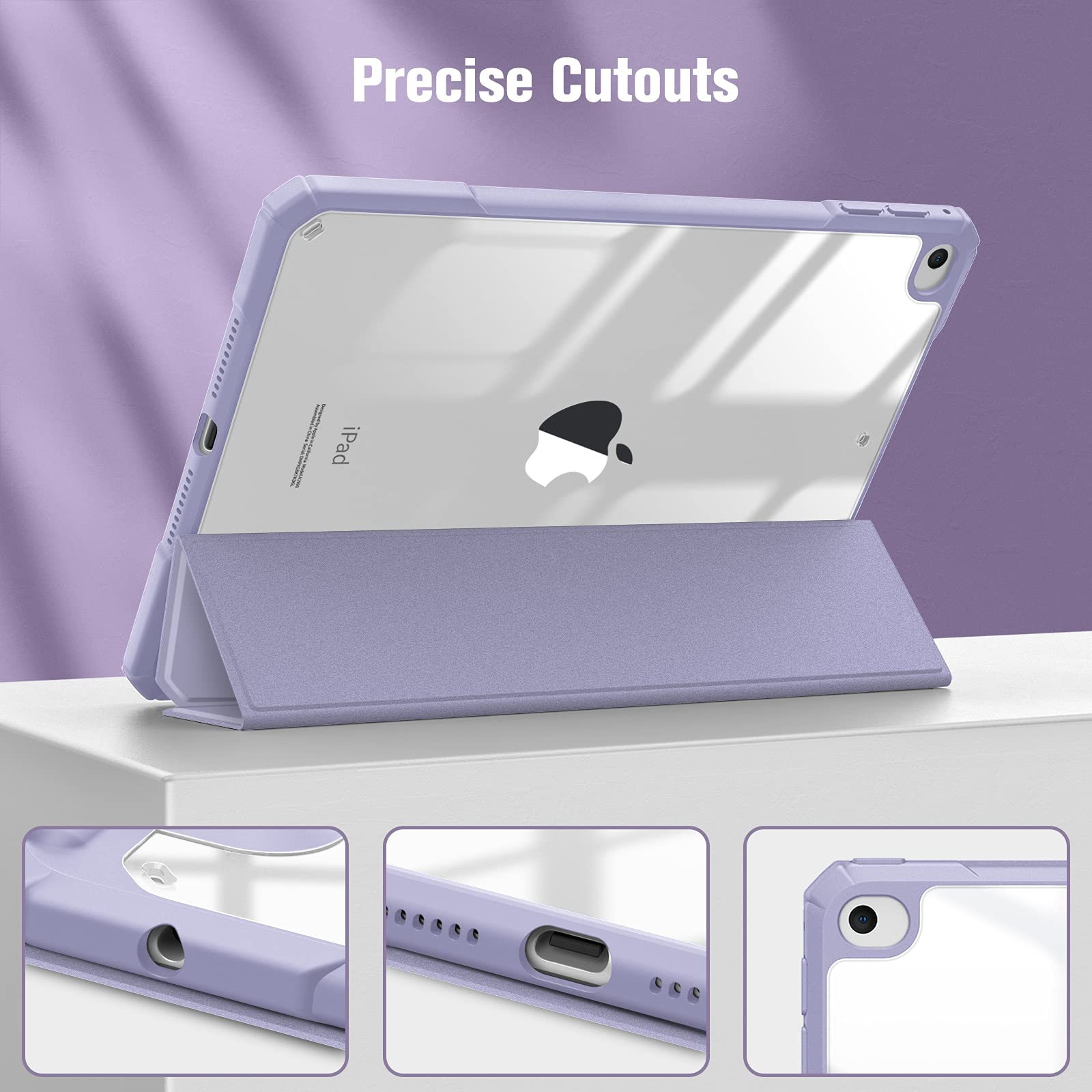 Fintie Hybrid Slim Case for iPad Mini 5th Generation 2019 / iPad Mini 4 (7.9 Inch) - [Built-in Pencil Holder] Shockproof Cover with Clear Transparent Back Shell, Lilac Purple