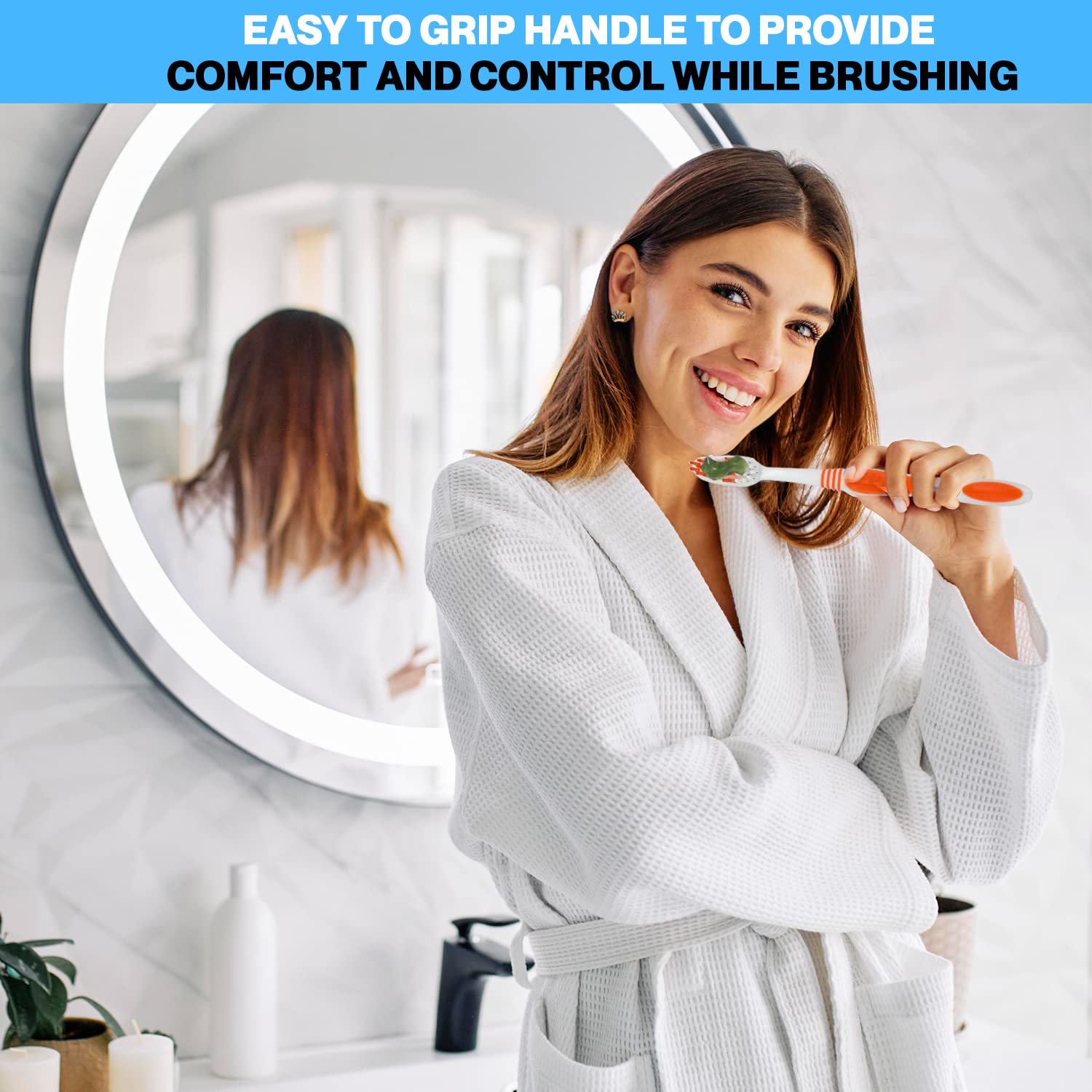 100 Bulk Toothbrushes Medium Bristle Individually Wrapped with Hygiene Cap Ergonomic Disposable Great for Home Travel Events Care Package Guests Hotels Lodging
