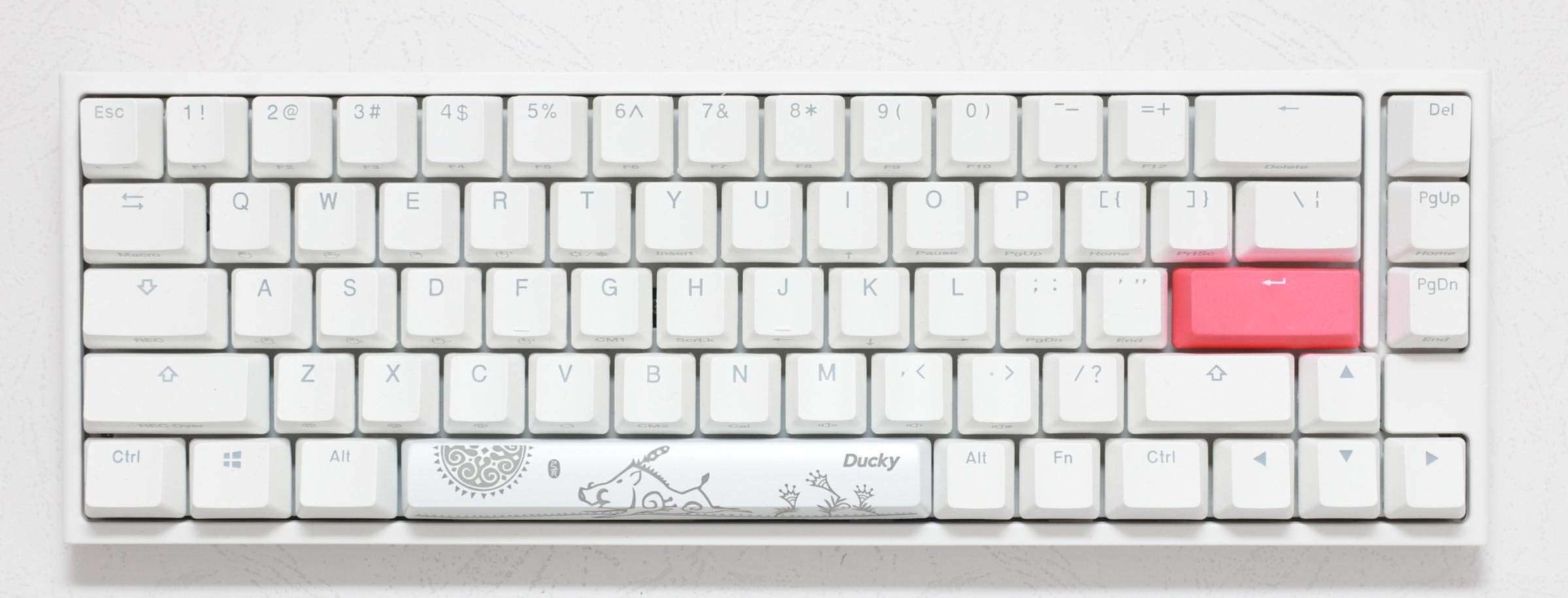 Ducky One 2 SF RGB Pure White RGB LED 65% Double Shot PBT Mechanical Keyboard (Cherry MX Silent Red)