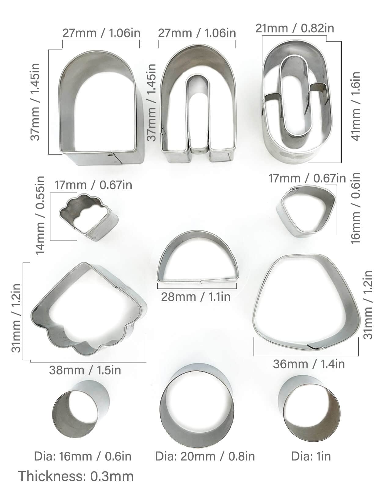 11Pcs Polymer Clay Cutters, iButliv Classic Shapes Clay Earring Cutters Molds for Polymer Clay Jewelry Pendant Necklace Making, Minimalist Geometric Shape Cookie Cutters