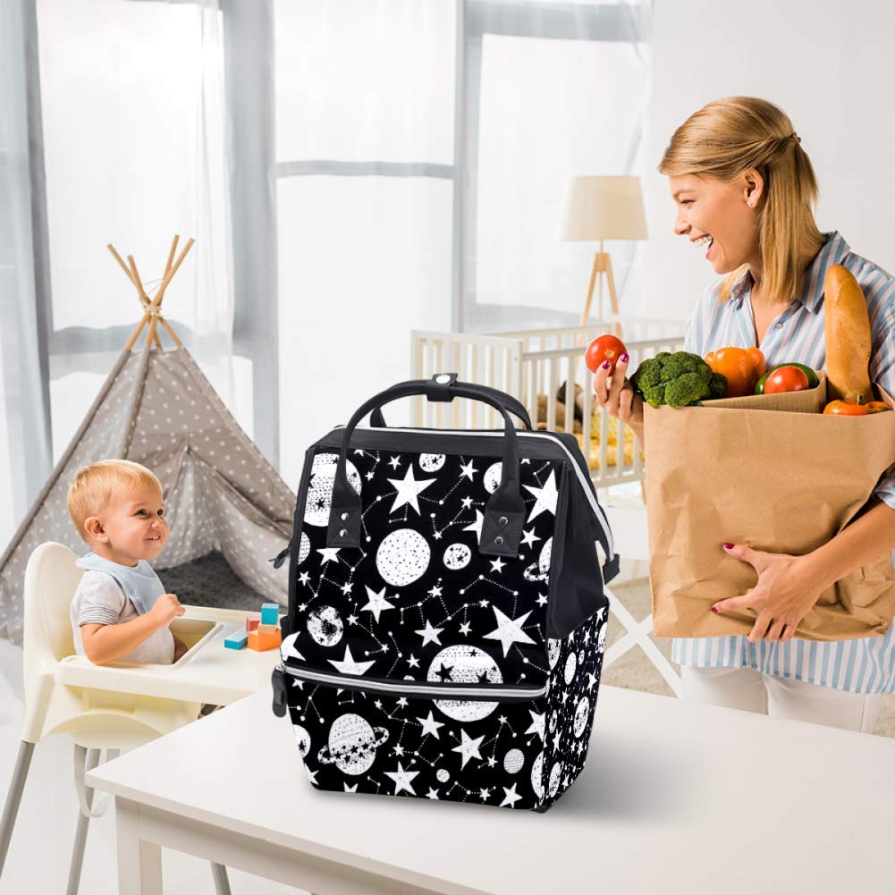 Planets and Stars Space Astronomy Theme Diaper Tote Bags Mummy Backpack Nappy Bag Nursing Bag for Baby Care