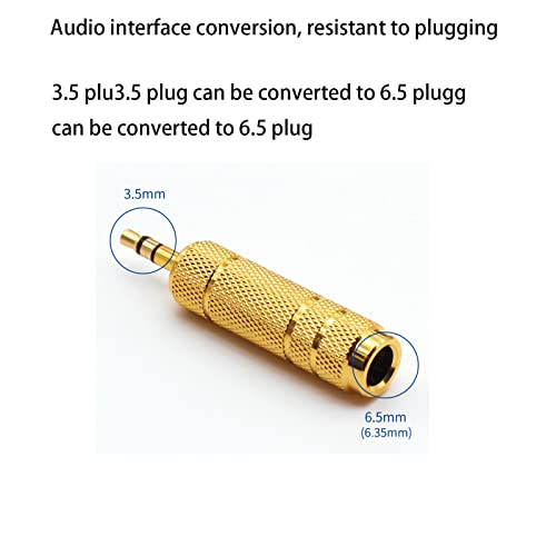 Eledabra 6PCS 3.5mm 1/8" Male Plug TRS to 6.35mm 1/4" Female Stereo Jack Adaptor-Gold Plated Converte,for Audio Earphone,Headphones ect