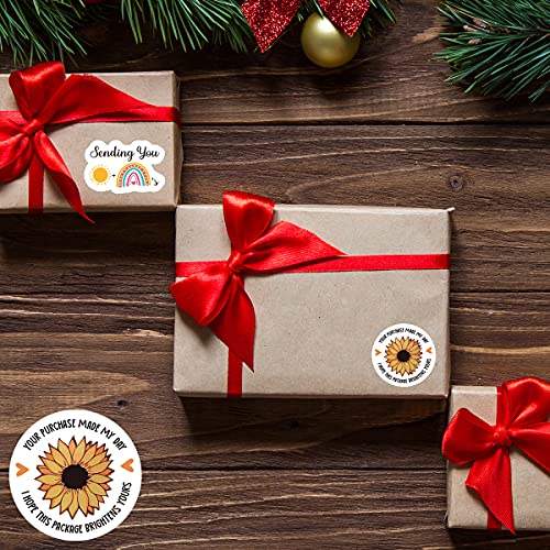 Littlefa Your Purchase Made My Day Stickers,Sunflower Small Business Stickers,Thank You Stickers,Handmade Stickers,Envelopes Seal Stickers,Mail Packaging Sticker for Small Business 500 PCS