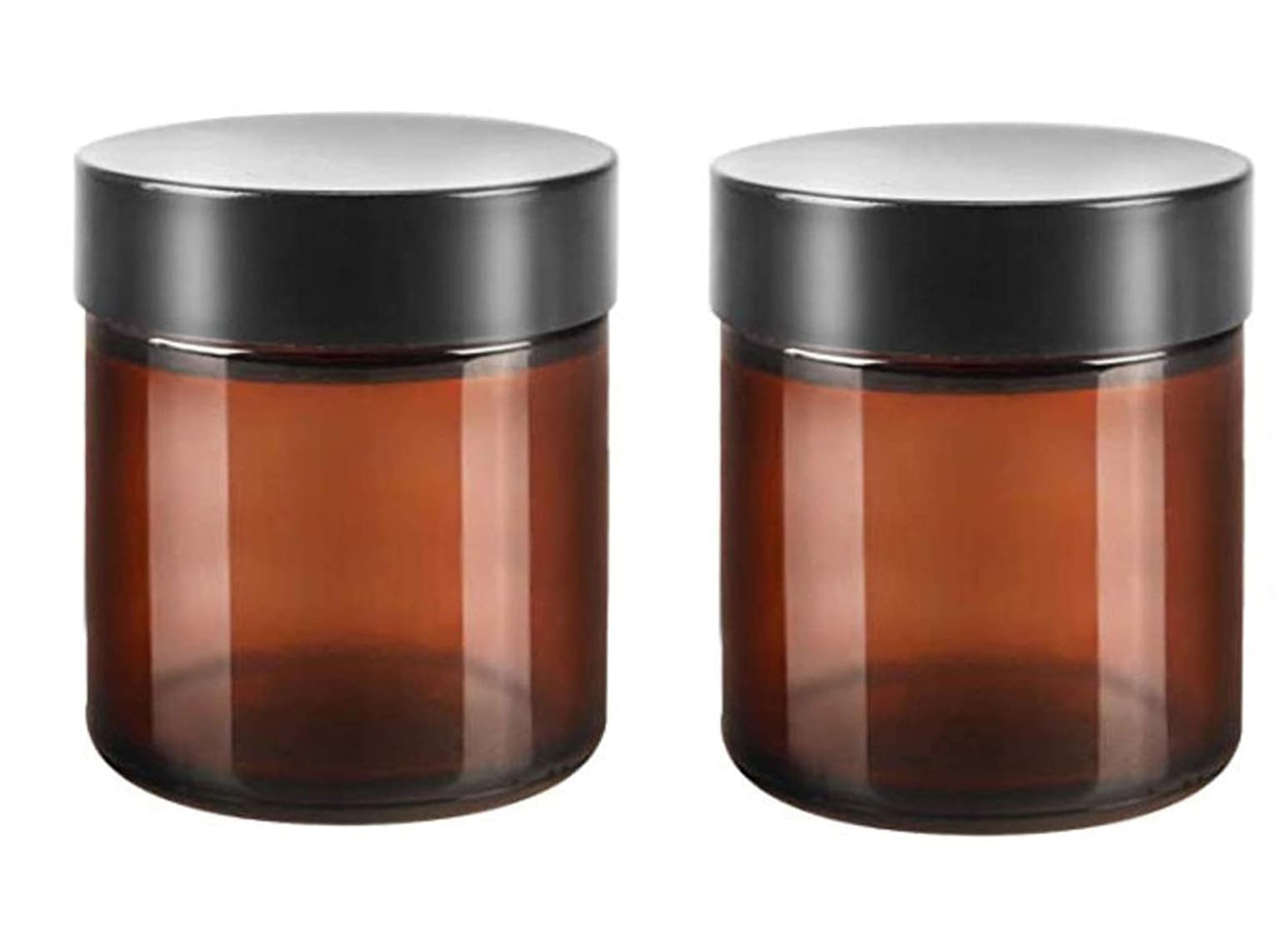 2PCS 120ML 4 oz Large Capacity Empty Refillable Brown Glass Face Cream Storage Packing Jar Pot Bottle With Black Cap For Cosmetic Make Up Sample Lip Balm Lotion Food Container