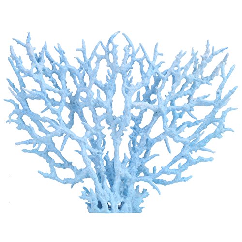 Artificial Plastic Aquarium Plants Coral Fish Tank Decorations in Various Sizes and Color(Blue-L)