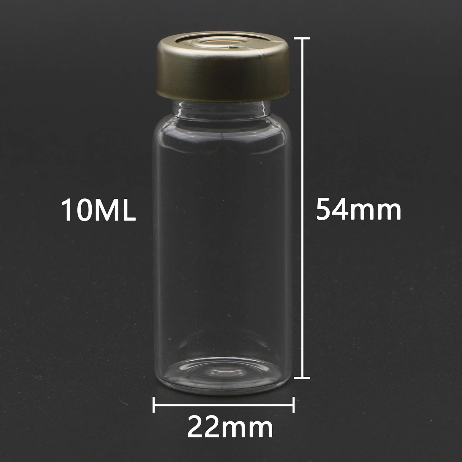 JIUWU 50 Pack Sealed Clear Glass Vial Sterile Essential Oil Bottles Liquid Containers with Pull Ring Aluminum Septa Seals Injection Vials 10ml (0.3 Oz)