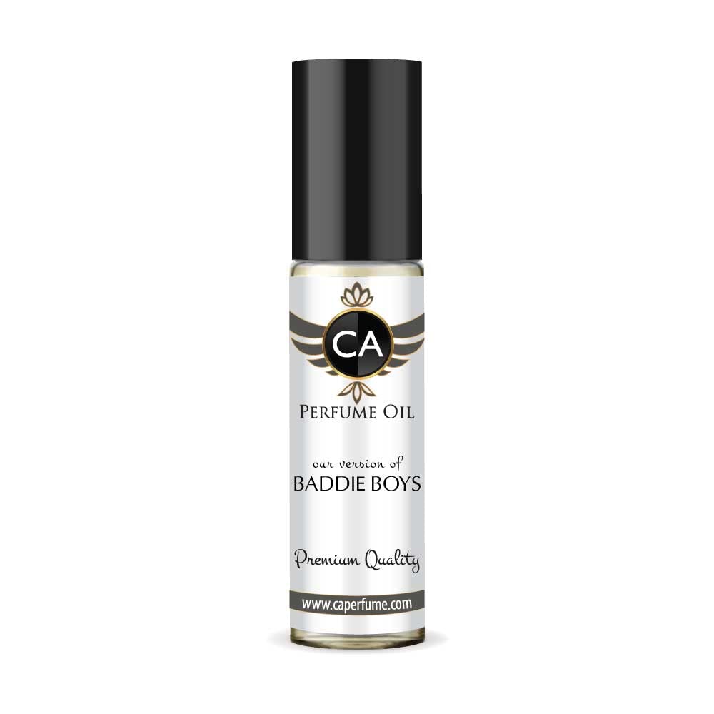 CA Perfume Impression of Carolina H. Baddie Boys For Men Replica Fragrance Body Oil Dupes Alcohol-Free Essential Aromatherapy Sample Travel Size Concentrated Long Lasting Attar Roll-On 0.3 Fl Oz/10ml