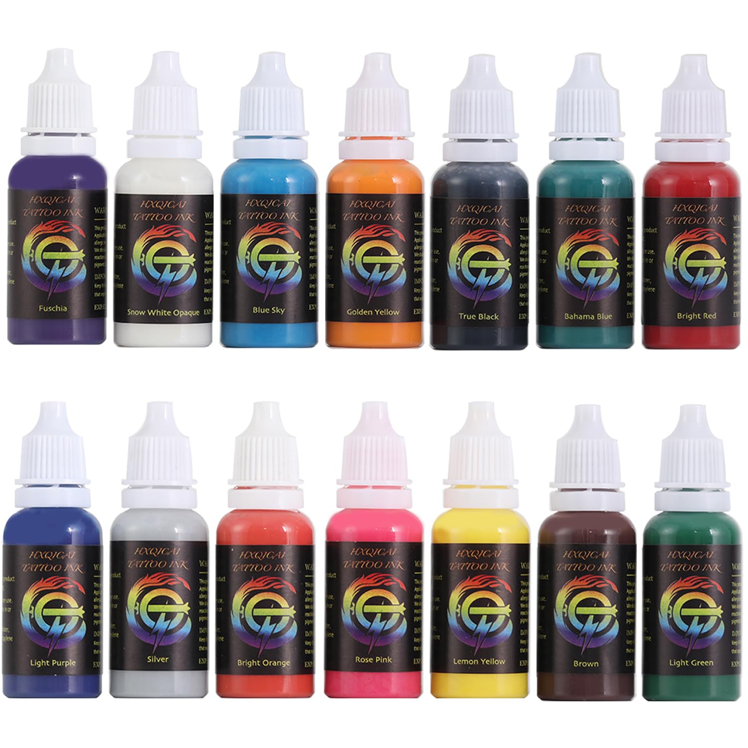14 Colors Tattoo Ink Set,15ml 1/2oz Professional Tattoo Ink & Supplies for Outlining&Shading,Vegan-Friendly Pigment Tattoo Supplies