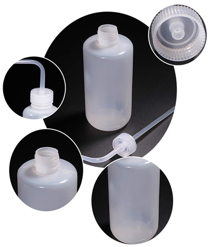 2Pcs 150ml Plastic Safety Wash Bottle Translucent Plastic Squeeze Measuring Bottle Narrow Mouth Empty Bent Tip Storage Containers For Gardening Lab Tattoo (150ml/5oz)