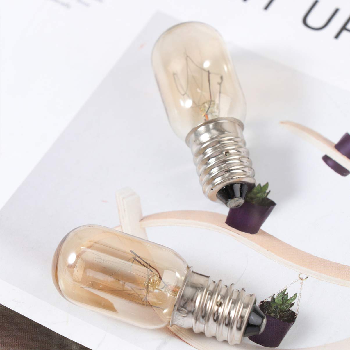 2PCS 25W E14 220-230v Oven Light Bulb Refrigerator Fridge Light Bulb Retro Tungsten Filament Lamp Bulbs Warm Yellow Light for Daily Use