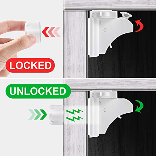12 Pack Baby Proofing Magnetic Cabinet Locks - Safeasy Adhesive Children Safety Magnet Drawers Latches (12)