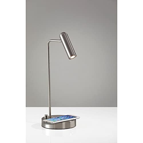 Adesso 3162-22 Kaye LED Desk Lamp Wireless Charging, 7W LED, 5W QI, USB Port, Indoor Lighting Lamps